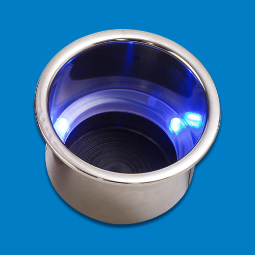 CUP HOLDERS STAINLESS STEEL BLUE LED LIGHT – Diamond Performance Part